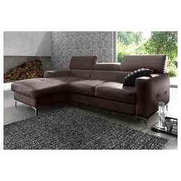 Ecksofa COTTA "Sammy L-Form" Sofas Gr. B/H/T: 226 cm x 92 cm x 105 cm, NaturLEDER, Recamiere links, mit Bettfunktion-mit Kopfteilverstellung, braun wahlweise mit Bettfunktion