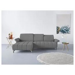 Ecksofa Inosign "Fresh L-Form" Sofas Gr. B/H/T: 281 cm x 79 cm x 185 cm, Chenille-Optik, mega-Recamiere links, mit Armteilverstellung-mit Kopfteilverstellung, grau Federkern, wahlweise Kopfteilverstellung und motorischer Vorziehsitz