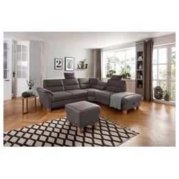 Ecksofa Home Affaire "Soleo L-Form" Sofas Gr. B/H/T: 262cm x 89cm x 235cm, Luxus-Microfaser Lederoptik, Ottomane rechts, mit Relaxfunktion-mit Bettfunktion-mit Stauraum, grau (anthrazit) komfortabel durch Trapezecke mit Relaxfunktion, auch Bettfunktion