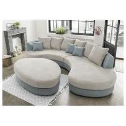 Ecksofa Inosign "Limoncello L-Form" Sofas Gr. B/H/T: 287cm x 76cm x 160cm, Cord, Ottomane rechts, Ottomane rechts, blau (aqua, beige) ergonomische Form