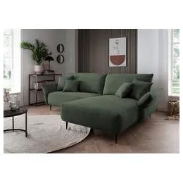 Ecksofa Inosign "Amarena L-Form" Sofas Gr. B/H/T: 286cm x 96cm x 178cm, Cord, Recamiere rechts, Zierkissenfarbe 40 x 40cm: moosgrün-Zierkissenfarbe 45 x 45cm: moosgrün, grün (moosgrün) inklusive Armlehnenverstellfunktion, 4x Zierkissen gratis