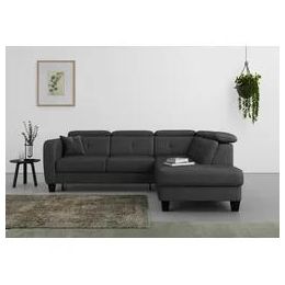 Sit & More Ecksofa SIT & MORE "Belluci L-Form", grau (anthrazit), B:249cm H:85cm T:195cm, Sofas, inklusive Federkern, wahlweise mit Bettfunktion und Bettkasten