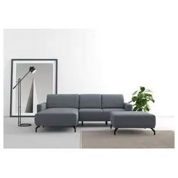 Sit & More Ecksofa SIT & MORE "Bailando L-Form" Sofas Gr. B/H/T: 251cm x 84cm x 163cm, Chenille, Recamiere links, mit Kopfteilverstellung-mit Vorziehsitz motorisch, blau (blaugrau) wahlweise mit Kopfteilverstellung und Vorziehsitz, motorisch