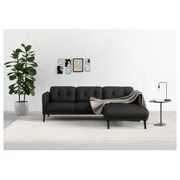 Sit & More Ecksofa SIT & MORE "Scandia L-Form" Sofas Gr. B/H/T: 269cm x 82cm x 183cm, Struktur weich, Recamiere rechts, Ohne Kopfteilverstellung-Ohne Armteilfunktion-Mit schwarzen matten Metallfüßen, schwarz Wahlweise mit Kopfteilverstellung und Armteilfunktion