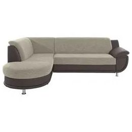 Ecksofa Trendmanufaktur "Rondo 3, L-Form" Sofas Gr. B/H/T: 265cm x 85cm x 190cm, Kunstleder SOFTLUX-Struktur, Ottomane links, mit Federkern, ohne Bettfunktion, braun (braun, sand, beige) mit Ottomane und Federkern, wahlweise Bettfunktion