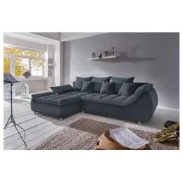 Ecksofa Inosign "Imola L-Form" Sofas Gr. B/H/T: 270cm x 90cm x 170cm, Struktur, Recamiere links, mit Bettfunktion, blau (dunkelblau) wahlweise mit Bettfunktion