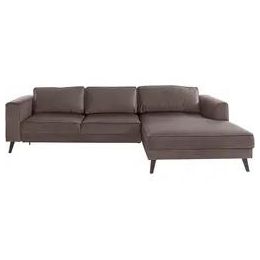 Ecksofa Inosign "Lumber Jack, L-Form" Sofas Gr. B/H/T: 280cm x 85cm x 167cm, Velours, Recamiere rechts, mit Schlaffunktion und Bettkasten, grau (taupe) in moderner Optik