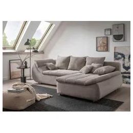 Ecksofa Inosign "Imola L-Form" Sofas Gr. B/H/T: 270cm x 90cm x 170cm, Cord, Recamiere rechts, ohne Bettfunktion, grau (grau, braun) wahlweise mit Bettfunktion