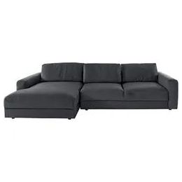 Ecksofa Places of Style "Bloomfield, L-Form" Sofas Gr. B/H/T: 303cm x 84cm x 176cm, Velours, mega-Recamiere links, XXL mit Sitztiefenverstellung, grau (anthrazit) extra tiefe Sitzfläche, wahlweise mit Sitztiefenverstellung