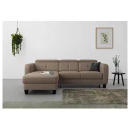 Sit & More Ecksofa SIT & MORE "Belluci L-Form" Sofas Gr. B/H/T: 247cm x 85cm x 170cm, Luxus-Microfaser Florence, Recamiere links, mit Bettfunktion-mit Bettkasten, braun (nuss) inklusive Federkern, wahlweise mit Bettfunktion und Bettkasten