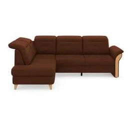 Ecksofa Home Affaire "Dangast L-Form" Sofas Gr. B/H/T: 269cm x 92cm x 200cm, Struktur, Ottomane links, mit 1 motorischer Relaxfunktion-ohne Bettfunktion und Bettkasten, rosegold (kupfer) Kopfteilverstellung, wahlweise mit motorischer Relaxfunktion