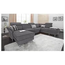 Sit & More Wohnlandschaft SIT & MORE "Avignon U-Form" Sofas Gr. B/H/T: 331cm x 97cm x 228cm, Flachgewebe, Recamiere links, mit Kopfteilverstellung-mit Bettfunktion, grau wahlweise mit Bettfunktion und Stauraum, inklusive Kopfteilverstellung