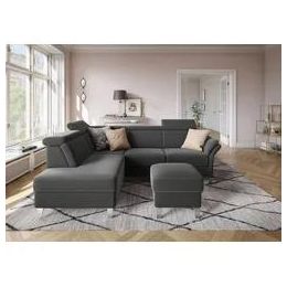 Sit & More Ecksofa SIT & MORE "Vincenzo L-Form", grau (anthrazit), B:245cm H:84cm T:193cm, Sofas, inklusive Kopfteilverstellung, wahlweise mit Bettfunktion, Bettkasten