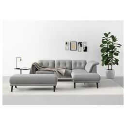 Sit & More Ecksofa SIT & MORE "Scandia L-Form" Sofas Gr. B/H/T: 271cm x 82cm x 214cm, Luxus-Microfaser Euphoria, Ottomane rechts, Mit Kopfteilverstellung-Mit Armteilfunktion-Mit schwarzen matten Metallfüßen, grau Wahlweise mit Kopfteilverstellung und Armteilfunktion