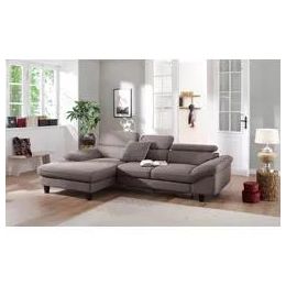 Ecksofa Home Affaire "Pilot L-Form" Sofas Gr. B/H/T: 268cm x 73cm x 108cm, Struktur, Recamiere links, mit Kopfteilverstellung-mit Bettkasten-mit Bettfunktion, braun wahlweise mit Bettfunktion und Bettkasten