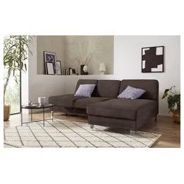 Sit & More Ecksofa SIT & MORE "Clio L-Form" Sofas Gr. B/H/T: 246cm x 89cm x 165cm, Microfaser, Recamiere rechts, mit manuellem Vorziehsitz-mit Bettkasten, braun wahlweise mit Bettfunktion oder Vorziehsitz und Bettkasten, Federkern