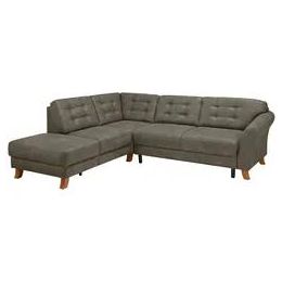 Ecksofa Home Affaire "Trondheim L-Form" Sofas Gr. B/H/T: 260cm x 89cm x 90cm, Luxus-Microfaser, Ottomane links, mit Bettfunktion-ohne Stauraum, grau (taupe) mit Federkern