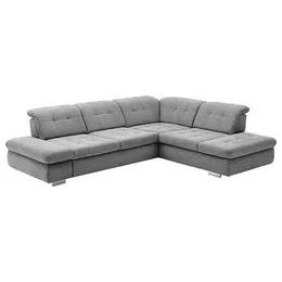 Ecksofa DIE PLANBAR "MP-IN17004 L-Form" Sofas Gr. B/H/T: 323cm x 84cm x 124cm, Chenille, Armlehne links, Kopfteilverstellung-Bettfunktion-Sitztiefenverstellung, weiß (silber) wahlweise mit Bettfunktion, Sitztiefen- und Kopfteilverstellung