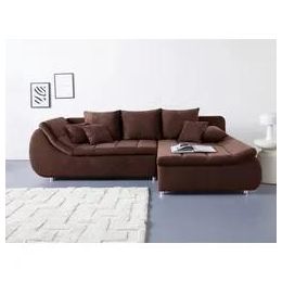 Ecksofa Inosign "Imola L-Form" Sofas Gr. B/H/T: 271cm x 90cm x 104cm, Microfaser PRIMABELLE, Recamiere rechts, mit Bettfunktion und Bettkasten, braun (dunkelbraun)