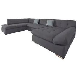 Wohnlandschaft Trendmanufaktur "Reggae II, U-Form" Sofas Gr. B/H/T: 298cm x 78cm x 206cm, Luxus-Microfaser, Recamiere rechts, ohne Bettfunktion, grau (graphit) wahlweise mit Bettfunktion