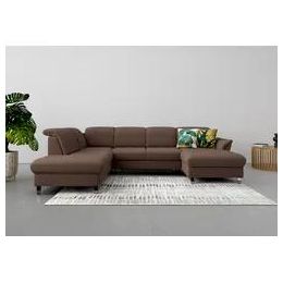 Sit & More Wohnlandschaft SIT & MORE "Maggiore U-Form", braun (espresso), B:312cm T:224cm, 98% Polyester, 2% Polyamid, Sofas, wahlweise mit Kopfteilverstellung, Bettfunktion und Stauraum