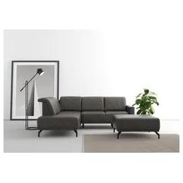 Sit & More Ecksofa SIT & MORE "Bailando L-Form" Sofas Gr. B/H/T: 249cm x 84cm x 205cm, Luxus-Microfaser mit Prägung, Ottomane links, mit Kopfteilverstellung-mit Vorziehsitz motorisch, grau (anthrazit) wahlweise mit Kopfteilverstellung und Vorziehsitz, motorisch