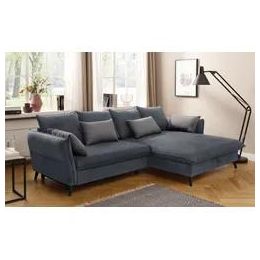 Ecksofa Home Affaire "Tirano, L-Form" Sofas Gr. B/H/T: 274cm x 88cm x 170cm, Luxus-Microfaser, Recamiere rechts, ohne Bettfunktion, grau (anthrazit) wahlweise mit Bettfunktion und Bettkasten