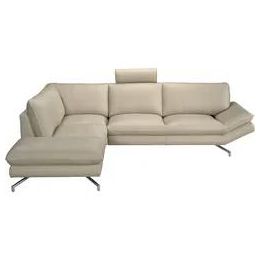 Ecksofa DELA DESIGN "Boavista L-Form" Sofas Gr. B/H/T: 276cm x 83cm x 220cm, Leder, langer Schenkel links, beige inklusive einer Kopfstütze