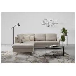 Ecksofa Inosign "Palm Beach L-Form" Sofas Gr. B/H/T: 259cm x 89cm x 224cm, Luxus-Microfaser Euphoria, Ottomane links, mit Sitztiefenverstellung-ohne Bettfunktiom-ohne Stauraum-ohne Armteilverstellung, grau (elephant) Federkern, mit Sitztiefenverstellung, wahlweise Bettfunktion