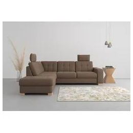 Sit & More Ecksofa SIT & MORE "Quincy L-Form" Sofas Gr. B/H/T: 249cm x 82cm x 213cm, Luxus-Microfaser ALTARA NUBUCK, Ottomane links, mit Bettfunktion-mit Bettkasten, braun (schoko) wahlweise mit Bettfunktion und Bettkasten