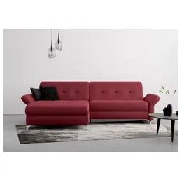 Ecksofa Inosign "Maredo L-Form" Sofas Gr. B/H/T: 284 cm x 89 cm x 179 cm, Luxus-Microfaser weich, mega-Recamiere links, mit Kopfteilverstellung und mit Armteilfunktion, rot (bordeaux) Federkern, wahlweise auch mit Kopfteil- und Armlehnverstellung