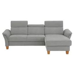 Ecksofa Home Affaire "Conville L-Form" Sofas Gr. B/H/T: 256cm x 84cm x 167cm, Webstoff, Recamiere rechts, inkl.Kopfteilverstellung, mit Bettfunktion und Bettkasten, grau Federkern, wahlweise mit Bettfunktion und Bettkasten bzw. Stauraum