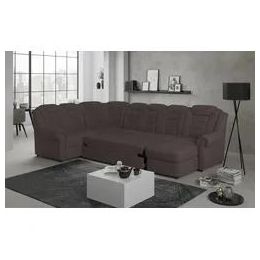 Wohnlandschaft Home Affaire "Boston U-Form" Sofas Gr. B/H/T: 333 cm x 102 cm x 216 cm, Chenille, langer Schenkel links-Recamiere rechts-Bettfunktion rechts, Mit Bettfunktion-mit Schubkasten, schwarz (charcoal) Gemütliche Wohnlandschaft mit hoher Rückenlehne in klassischem Design