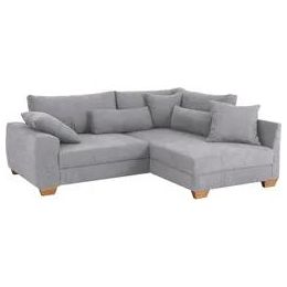 Ecksofa Home Affaire "Helena II, L-Form" Sofas Gr. B/H/T: 227 cm x 77 cm x 190 cm, Struktur weich, Ottomane rechts, ohne Bettfunktion, grau (hellgrau) Mit Federkern, wahlweise mit Bett und Taschenfederkern