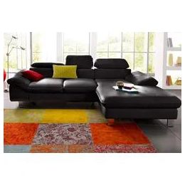 Ecksofa COTTA "Driver L-Form" Sofas Gr. B/H/T: 268cm x 73cm x 169cm, Kunstleder SOFTLUX, Recamiere rechts, mit Kopfteilverstellung-mit Bettfunktion und Bettkasten, schwarz inkl. Kopfteilverstellung, wahlweise mit Bettfunktion