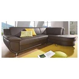 Ecksofa Trendmanufaktur "Rondo, L-Form" Sofas Gr. B/H/T: 265cm x 85cm x 190cm, NaturLEDER, Ottomane rechts, ohne Federkern, mit Bettfunktion, braun wahlweise mit Federkern, Bettfunktion