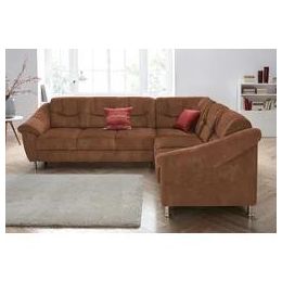 Sit & More Ecksofa SIT & MORE "Salsa L-Form" Sofas Gr. B/H/T: 264cm x 86cm x 244cm, Microfaser, langer Schenkel links, mit Bettfunktion, braun (cognac) mit Federkern, wahlweise Bettfunktion