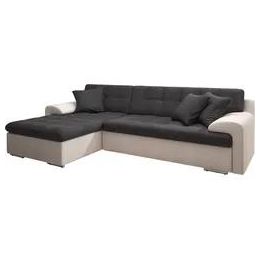 Ecksofa Trendmanufaktur "Rave II, L-Form" Sofas Gr. B/H/T: 245cm x 77cm x 154cm, Struktur fein, Recamiere links, ohne Bettfunktion, beige (creme, dunkelgrau) wahlweise mit Bettfunktion