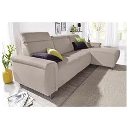 Sit & More Ecksofa SIT&MORE "Township L-Form" Sofas Gr. B/H/T: 253 cm x 102 cm x 168 cm, Struktur fein, Recamiere rechts, ohne Funktion, grau (hellgrau) wahlweise mit elektrischer Wallfree-Funktion