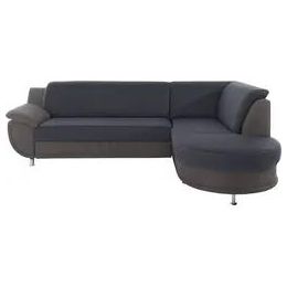 Ecksofa Trendmanufaktur "Rondo 3, L-Form" Sofas Gr. B/H/T: 265cm x 85cm x 190cm, Luxus-Microfaser ALCAZAR-Struktur fein, Ottomane rechts, mit Federkern, ohne Bettfunktion, grau (grau, dunkelgrau) mit Ottomane und Federkern, wahlweise Bettfunktion