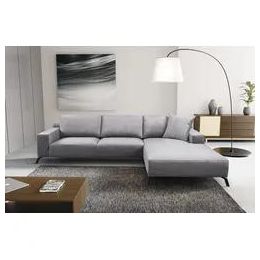 Ecksofa WERK2 "Faro L-Form" Sofas Gr. B/H/T: 315 cm x 67 cm x 188 cm, Samtoptik, Recamiere rechts, grau XXL Design Ecksofa mit hohem Komfort in trendigem Cord & Samtvelours