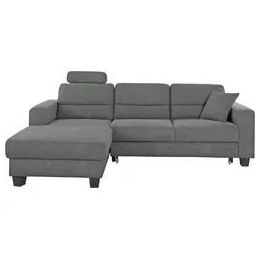 Ecksofa Trendmanufaktur "Chamber, zeitlos und modern, hoher Sitzkomfort, L-Form" Sofas Gr. B/H/T: 247cm x 85cm x 165cm, Strukturstoff, Recamiere links, Mit Schlaffunktion, grau (silbergrau) wahlweise mit Schlaffunktion