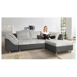 Ecksofa Collection AB "Sally L-Form" Sofas Gr. B/H/T: 256cm x 87cm x 165cm, Microfaser PRIMABELLE-Cord, Ottomane beidseitig montierbar, mit Bettfunktion-mit Bettkasten, grau (anthrazit/grau) mit und ohne Bettfunktion, inklusive loser Rücken- Zierkissen