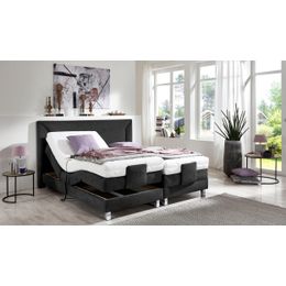 Boxbett, schwarz, B:194cm L:214cm, Bezug der Obermatratze: 100% Polyester, abnehmbar und waschbar bis 60C;Box und Kopfteil: Mikrovelours (100% Polyester), Westfalia Schlafkomfort, Komplettbetten, Boxspringbett, mit Motor