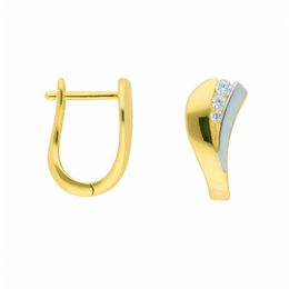 Adelia´s Paar Ohrhänger ADELIA´S "585 Gold Ohrringe Creolen" Gr. Damen, Gelbgold 585, goldfarben (gold) Damen Ohrhänger mit Zirkonia Goldschmuck für