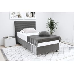 Boxspringbett "Sven", grau (anthrazit), L:210cm, 80% Baumwolle/ 20% Polyester;Polsterwatte: 100% Polyester, Westfalia Schlafkomfort, Komplettbetten, Boxspringbett, inkl. Zierkissen, wahlweise mit und ohne Kaltschaum-Topper