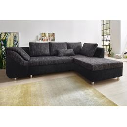 Ecksofa Collection AB "Sally L-Form", schwarz-wei&szlig; (schwarz, schwarz, wei&szlig;), B:256cm H:87cm T:165cm, Microfaser PRIMABELLE (100% Polyester) / Struktur (80% Polyester, 20% Acryl);Struktur (80% Polyester, 20% Acryl);Kunstleder SOFTLUX / Struktur (80% Polyester, 20% Acryl);Microfaser PRIMABELLE (100% Polyester) / Cord (100% Polyester), Sofas, Ecksofa, mit und ohne Bettfunktion, inklusive loser R&uuml;cken