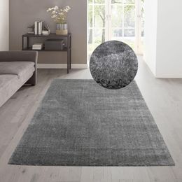 Hochflor-Teppich my home "Amina" Teppiche Gr. B/L: 200 cm x 300 cm, 43 mm, 1 St., grau Esszimmerteppiche Shaggy in Uni-Farben, einfarbig, leicht glänzend, besonders weich