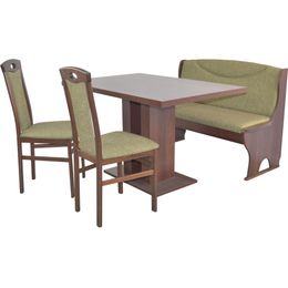 Essgruppe HOFMANN LIVING AND MORE "4tlg. Tischgruppe" Sitzmöbel-Sets Gr. B/H/T: 45 cm x 95 cm x 48 cm, Stoff, grün (oliv, oliv, nussbaum, nachbildung) Essgruppen Stühle montiert