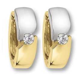 Paar Creolen ONE ELEMENT "Zirkonia Ohrringe aus 333 Gelbgold" Gr. Damen, mit Zirkonia, Gelbgold 333, goldfarben (gold) Damen Creolen Gold Schmuck